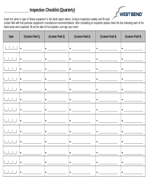 Fitness Equipment PM and Inspection Checklist: Weekly Doc Template ...
