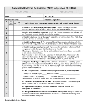 Aed Inspection ChecklistXenia Templates Doc Template | pdfFiller