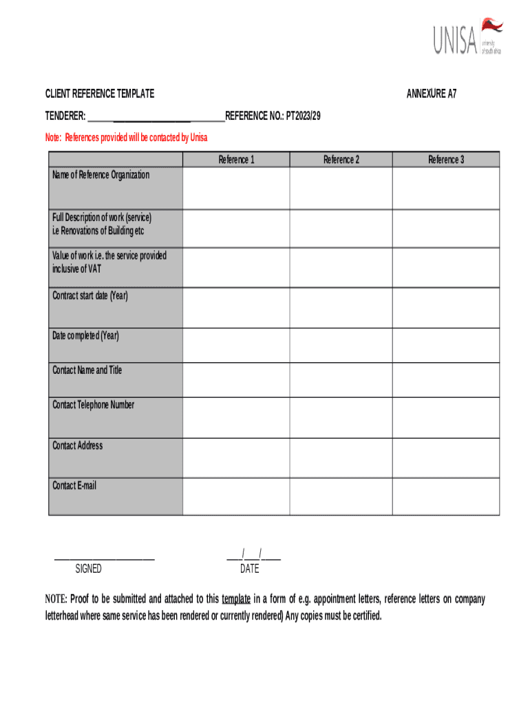 What is a Client Reference? Doc Template | pdfFiller