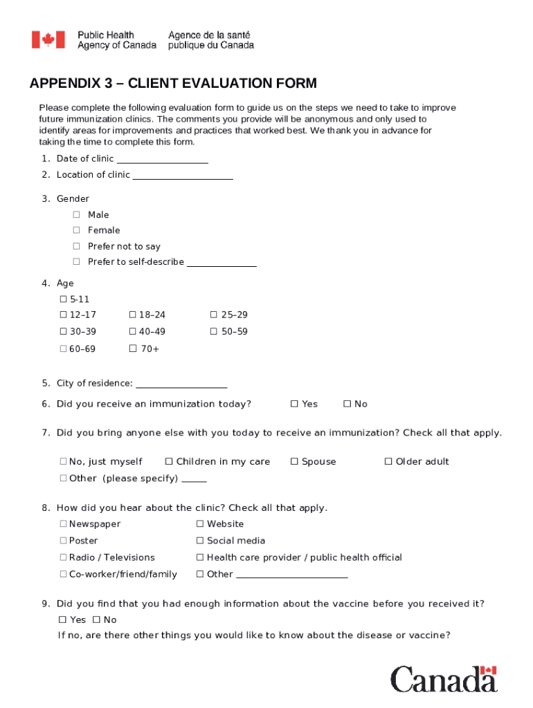 Appendix 3client Evaluation Doc Template Pdffiller
