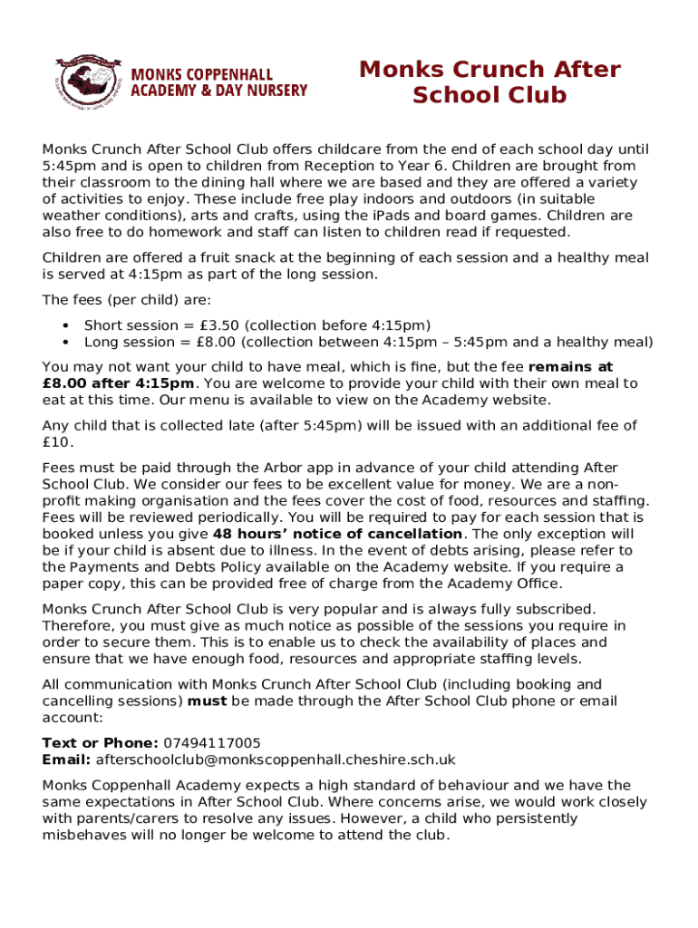 Crunch Fitness - Kid's Crunch Hours Childcare will be... Doc Template ...