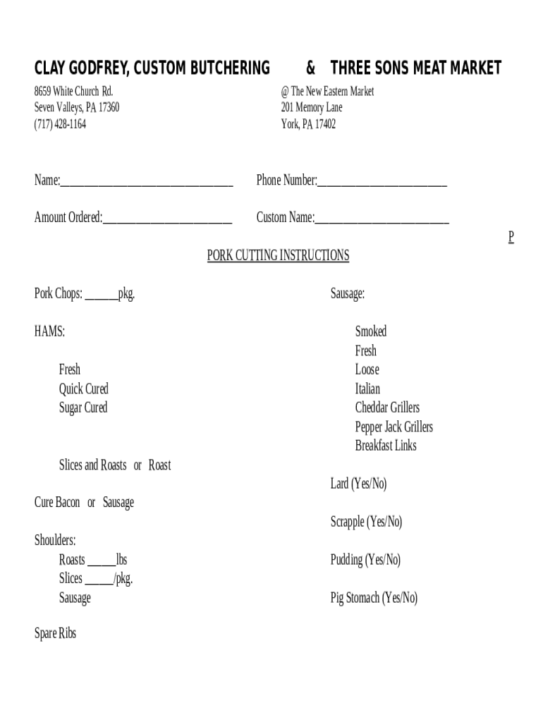 clay godfrey, custom butchering & three sons meat market Doc Template ...