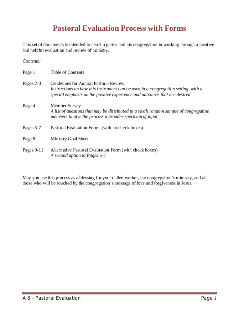 Pastoral Evaluation in the United Church of Christ Doc Template | pdfFiller