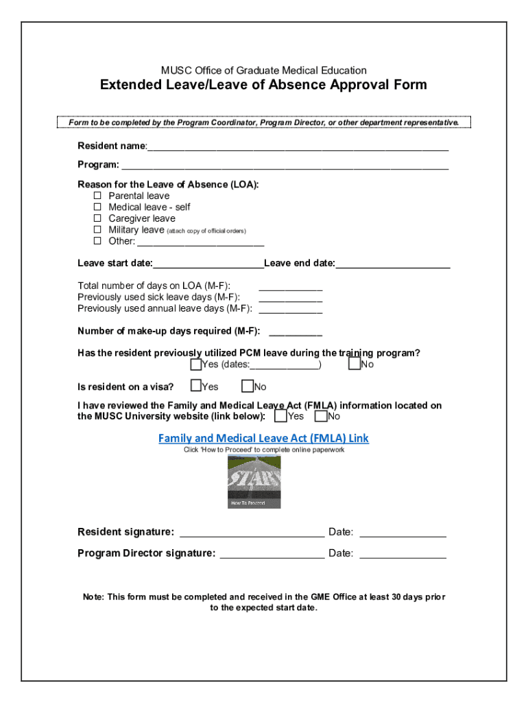 Fillable Online Extended Leave/Leave of Absence Approval Form Fax Email ...