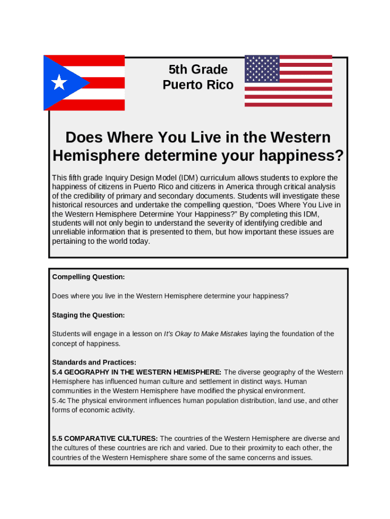 5th Grade Puerto Rico Does Where You Live in the ... Doc Template ...