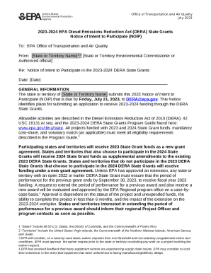2023-2024 EPA Diesel Emissions Reduction Act (DERA) State Grants ...