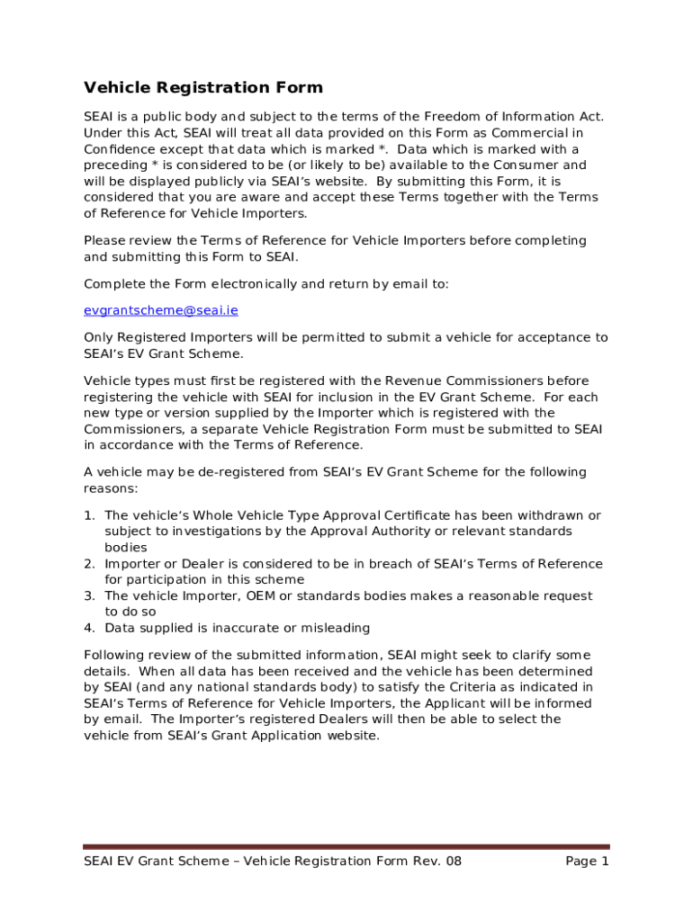 Vehicle Type Registration Doc Template | pdfFiller