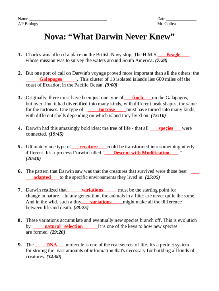 Lab 9 Worksheet.doc - What Darwin Never Knew Video... Doc Template ...