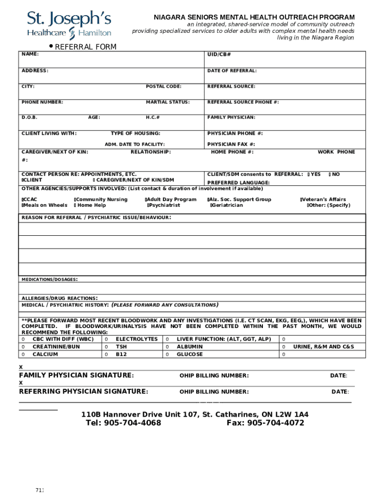 Halton Seniors Mental Health Outreach Program Referral ... Doc Template ...