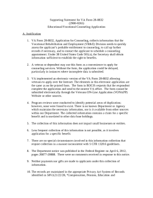 Supporting Statement for VA 28-1900 (2900-0009) Doc Template | pdfFiller