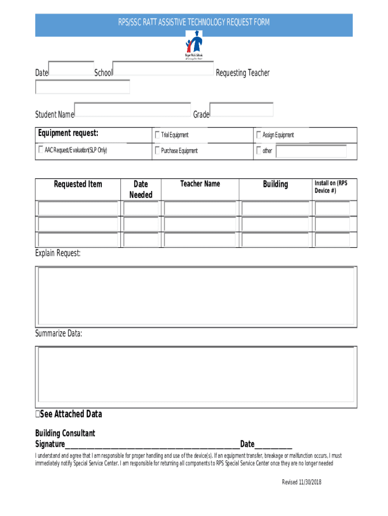 RPS/SSC RATT Assistive Technology Request Doc Template | pdfFiller