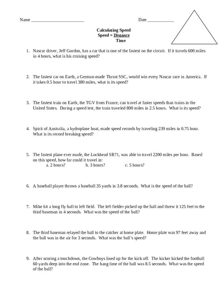 Calculating Speed Worksheet.doc - Name Date Calculating... Doc Template ...