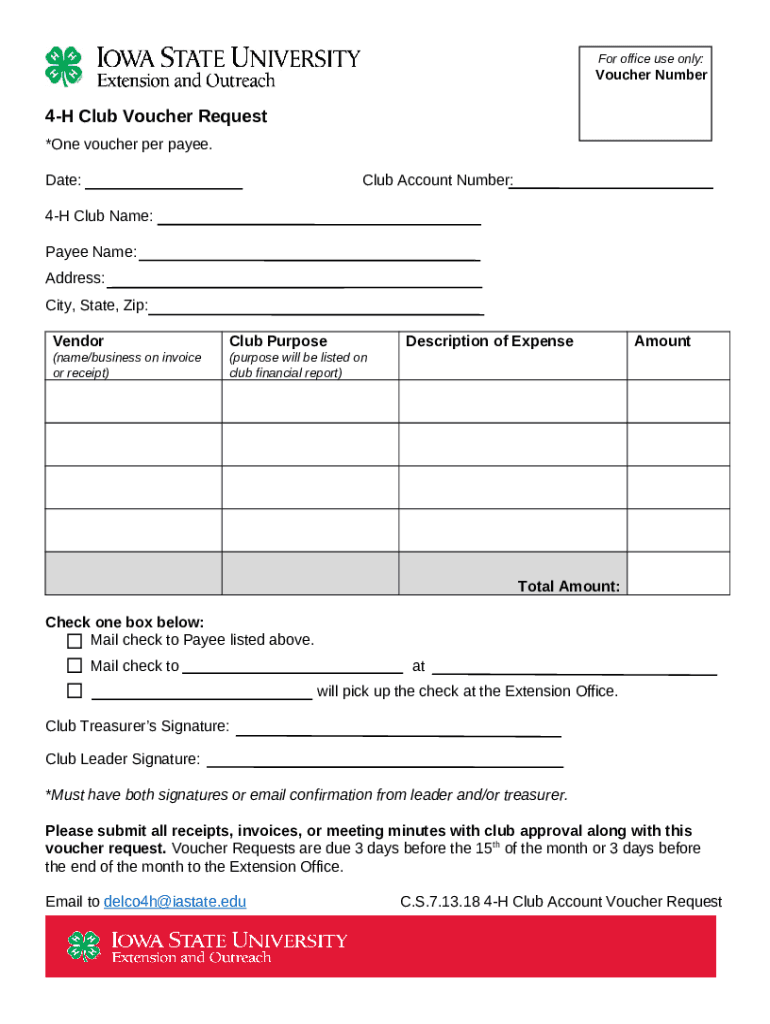 Club Account Voucher Request Doc Template | pdfFiller