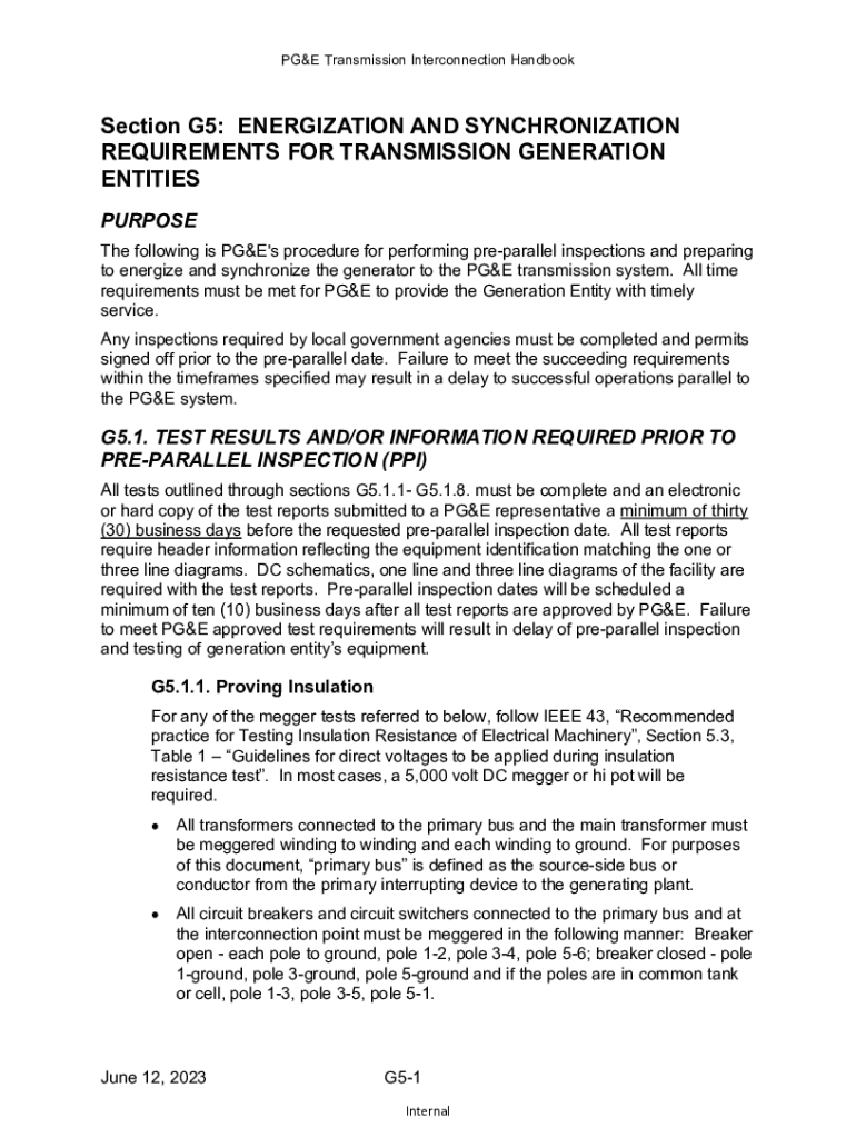 Fillable Online Section L5: Pre-energization Test Procedures for Load ...