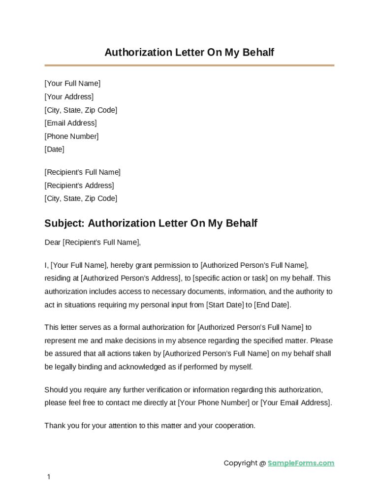 Authorization Letter to Claim On My Behalf - Examples Doc Template ...