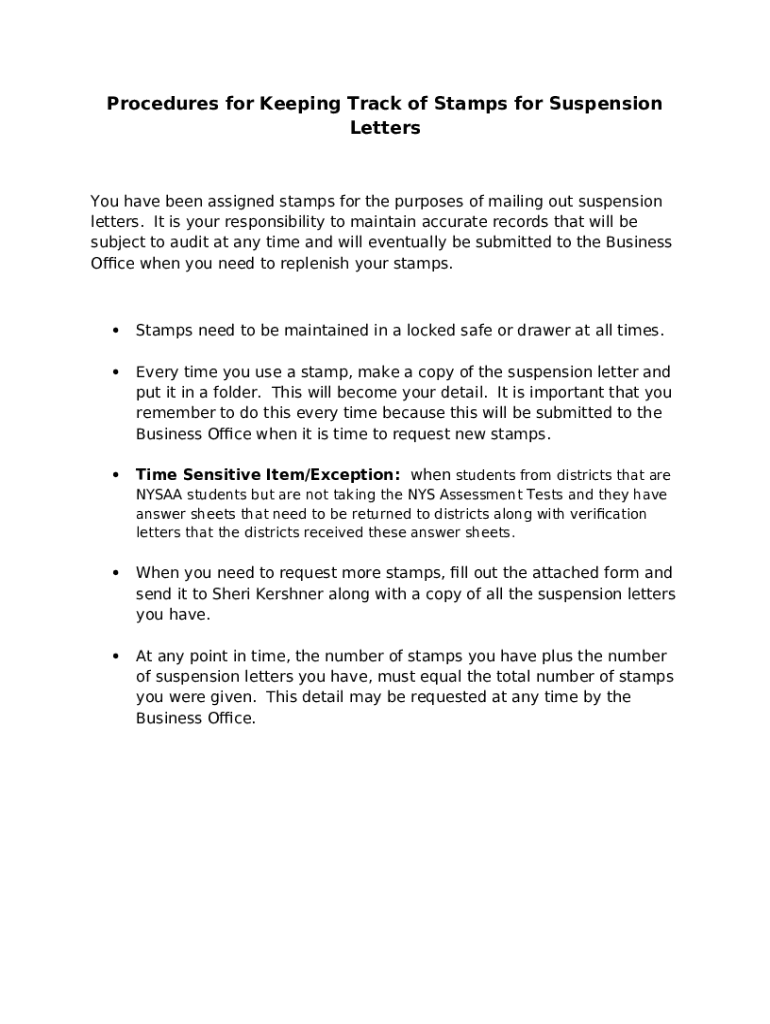 Stamp Documentation/Request for Suspension Letters Doc Template | pdfFiller