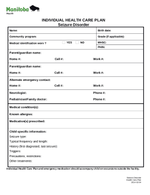 SEIZURE DISORDER ASSESSMENT Signature Doc Template | pdfFiller