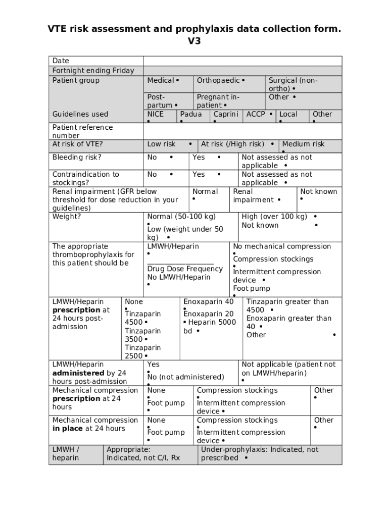 VTE risk assessment and prophylaxis data collection . V3 Doc Template ...