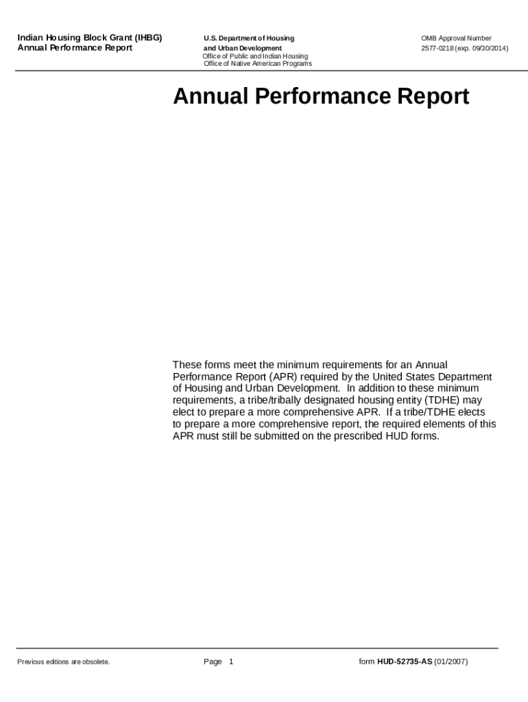 Indian Housing Plan/Annual Perance Report - HUD Doc Template | pdfFiller