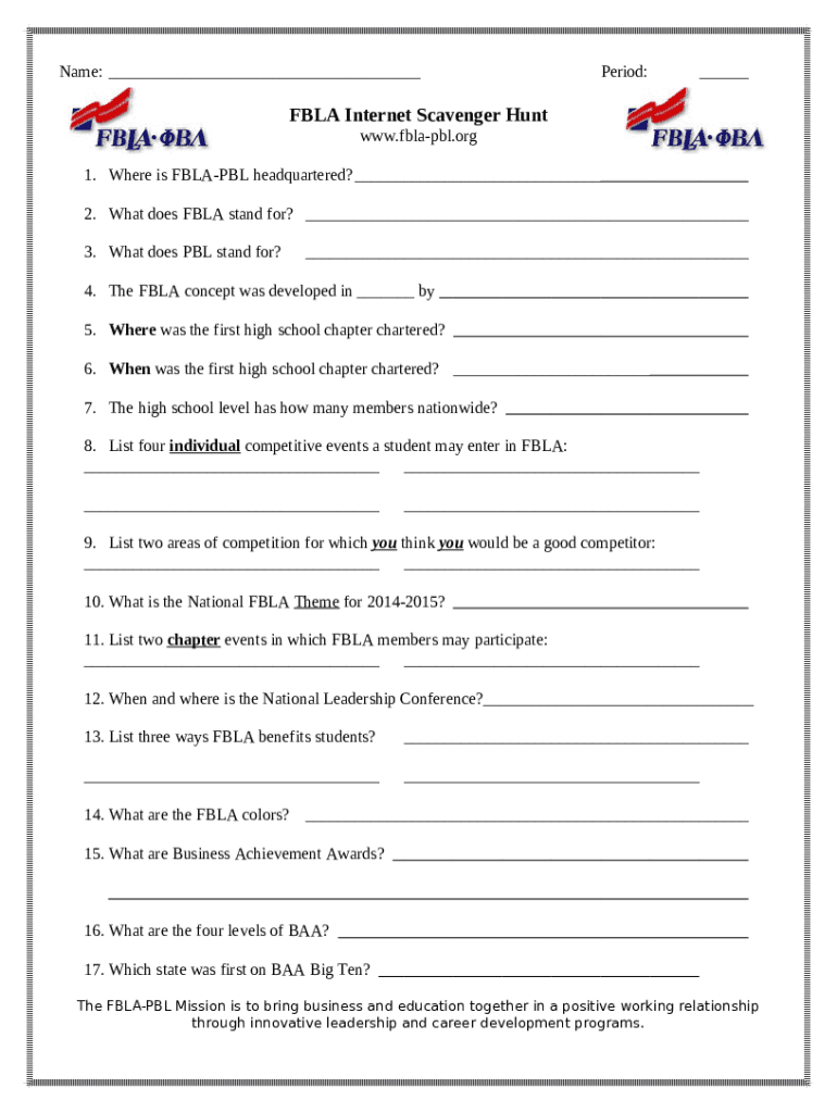 FBLA Worksheet Doc Template | pdfFiller