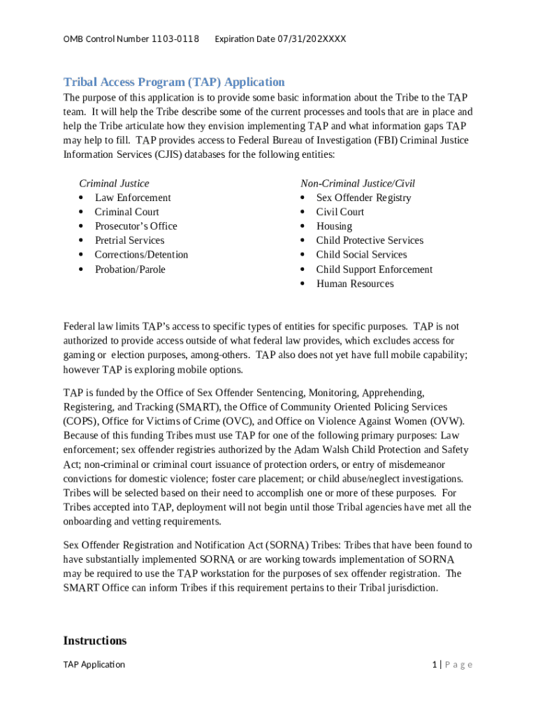 Fillable Online Form 1103 0118 TAP Application Fax Email Print - pdfFiller