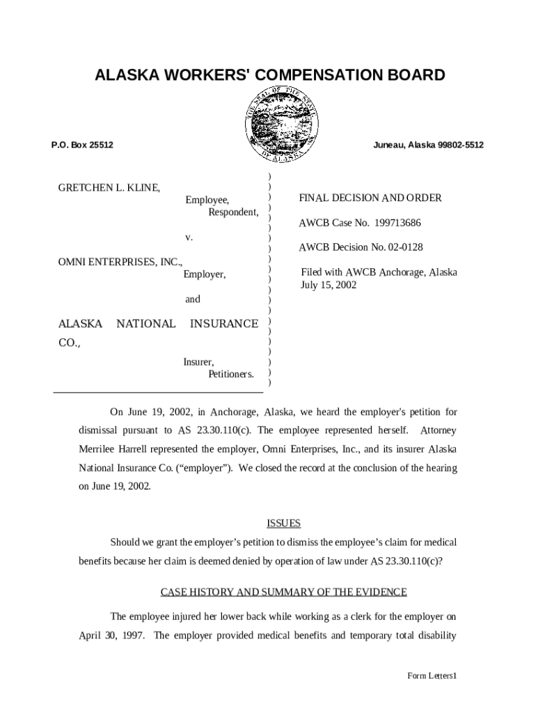 Alaska Workers' Comp State Legislation - appeals dol alaska Doc ...