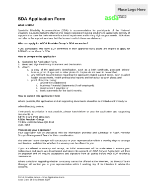 What is Specialist Disability Accommodation (SDA)? Doc Template | pdfFiller