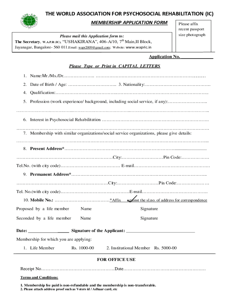 Fillable Online The World Association for Psychosocial Rehabilitation Fax Email Print - pdfFiller