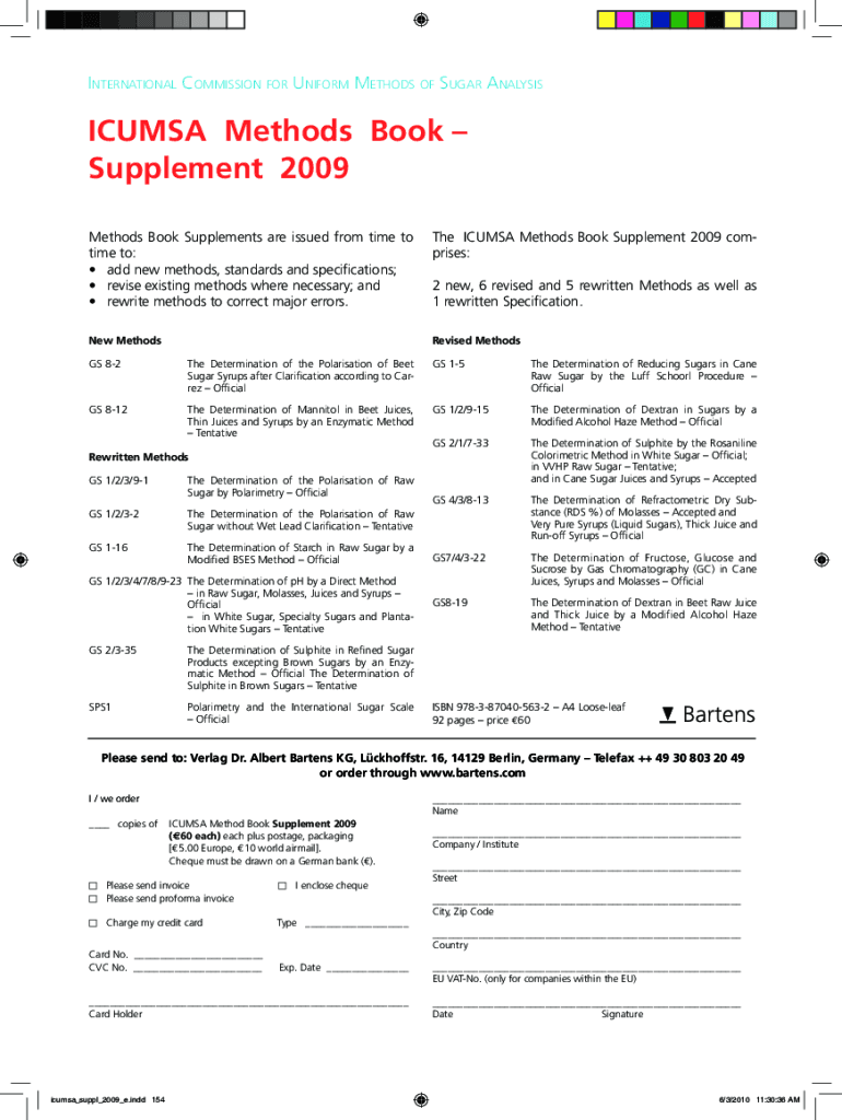 Fillable Online ICUMSA Methods of Sugar Analysis by H. C. S. De Whalley ...