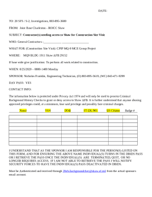 AttachmentAShaw AFB Access . ... Doc Template | pdfFiller