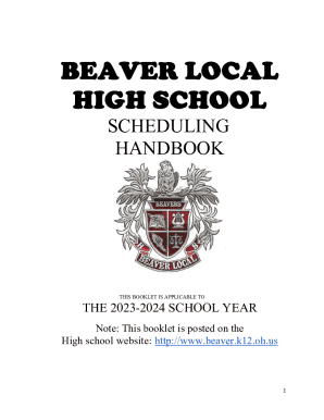Fillable Online Student Handbook - Beaver Local High School Fax Email ...