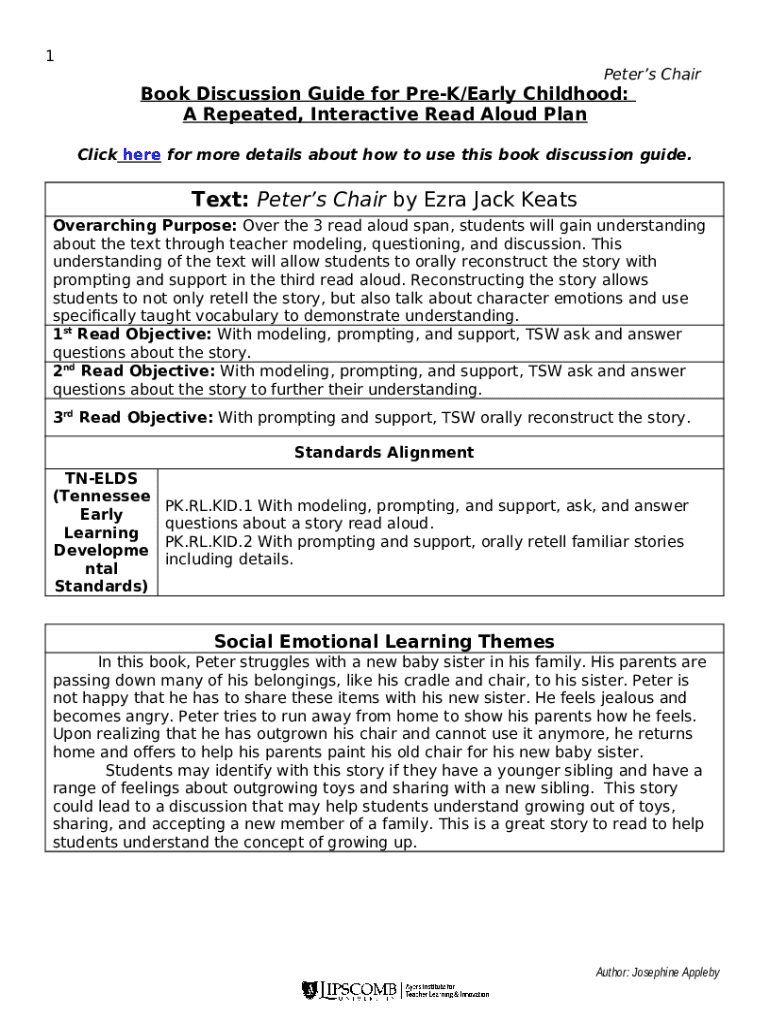 Ezra Jack Keats Peter's Chair Lesson ideas kindergarten ... Doc ...