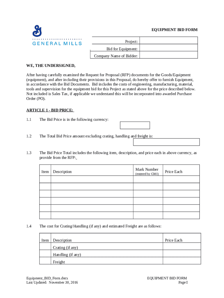 Bid - Lump Sum. Bid Doc Template | pdfFiller