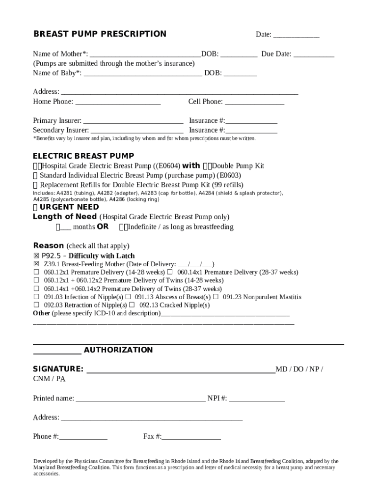 TriCare Prior Authorization / Personal Use Pump Agreement Doc Template ...