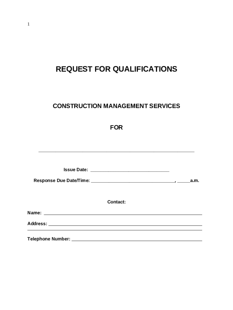 The ("Owner") issues this Request For Qualifications ("RFQ") and seeks proposals from firms ...