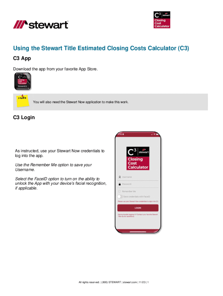 Fillable Online Using the Stewart Title Estimated Closing Costs ...