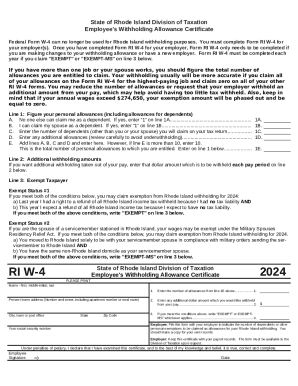 You must complete RI W-4 for your employer(s) Doc Template | pdfFiller