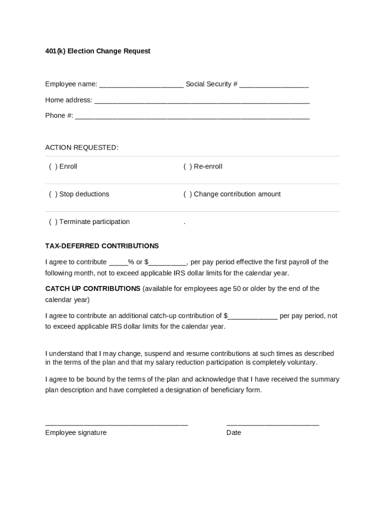 VOLUNTARY CONTRIBUTION CHANGE Doc Template | pdfFiller