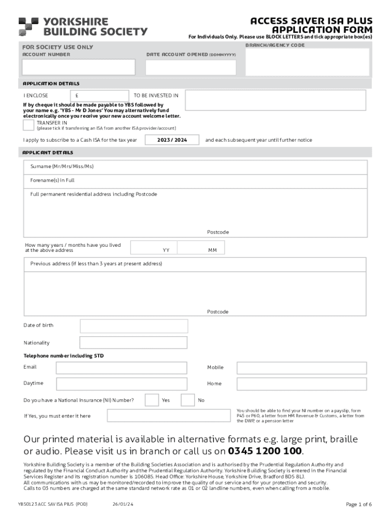 Fillable Online ACCESS SAVER isa plus application form Fax Email Print ...