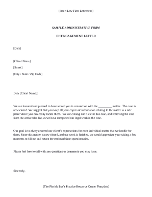Sample disengagement letter from attorney to client Doc Template ...
