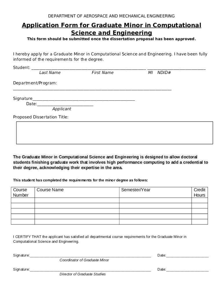 Application for Graduate Minor in Computational ... - engineering nd ...