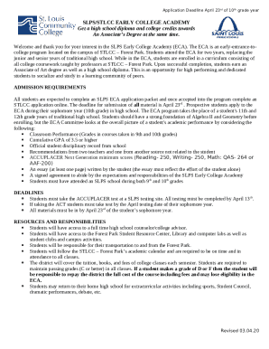 SLPS Early College Academy Application Checklist Doc Template | pdfFiller