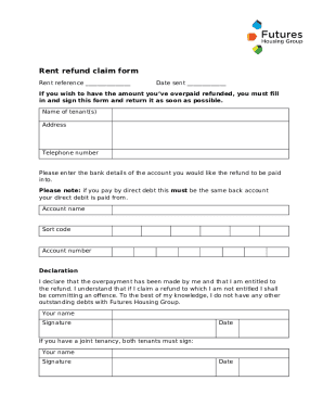 Rent refund claim Doc Template | pdfFiller