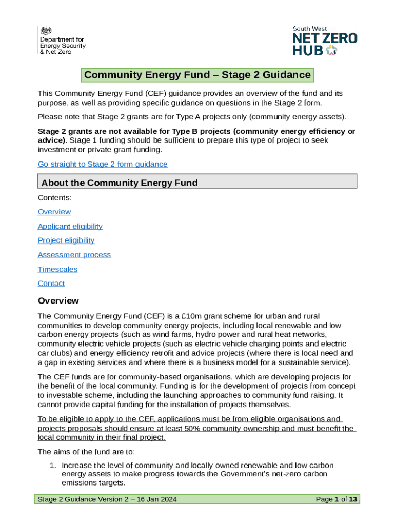 CEF Stage 2 Application Doc Template | pdfFiller