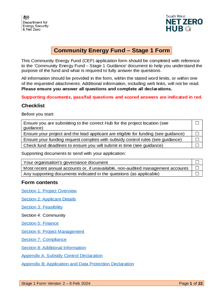 Community Energy Fund - Stage 1 Doc Template | pdfFiller
