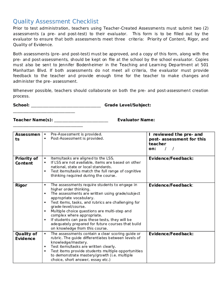 Guidance for Selecting and Developing Quality Assessments ... Doc ...