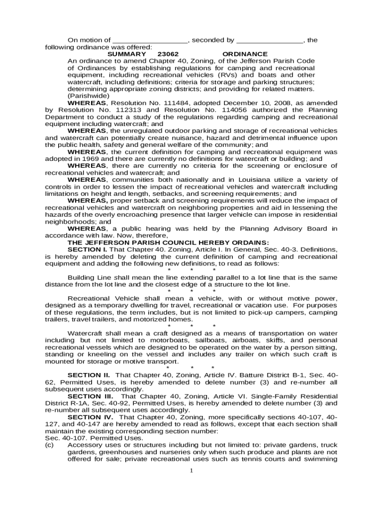 SAMPLE ORDINANCE FOR ZONING/LAND USE CHANGE Doc Template | pdfFiller