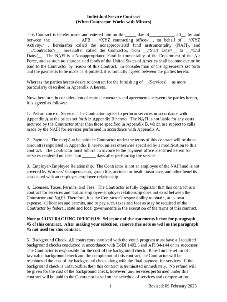 INDIVIDUAL SERVICE CONTRACT AT Doc Template | pdfFiller