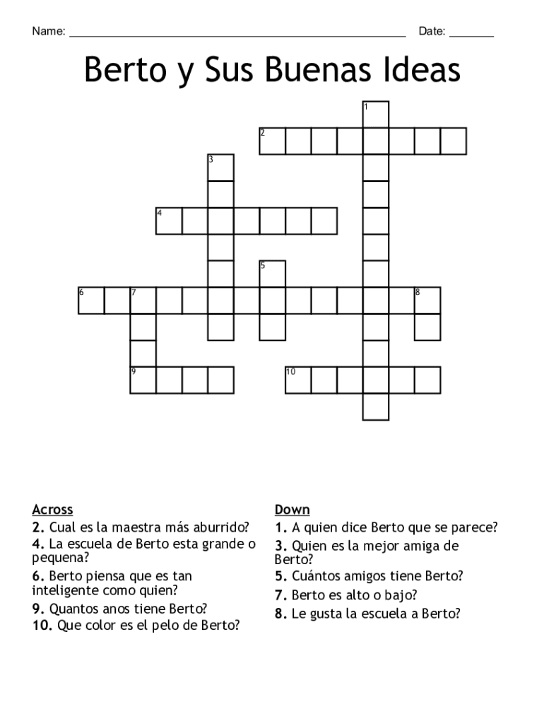 Completable En línea Berto y sus buenas ideas, Ch 4-6 Preguntas ...