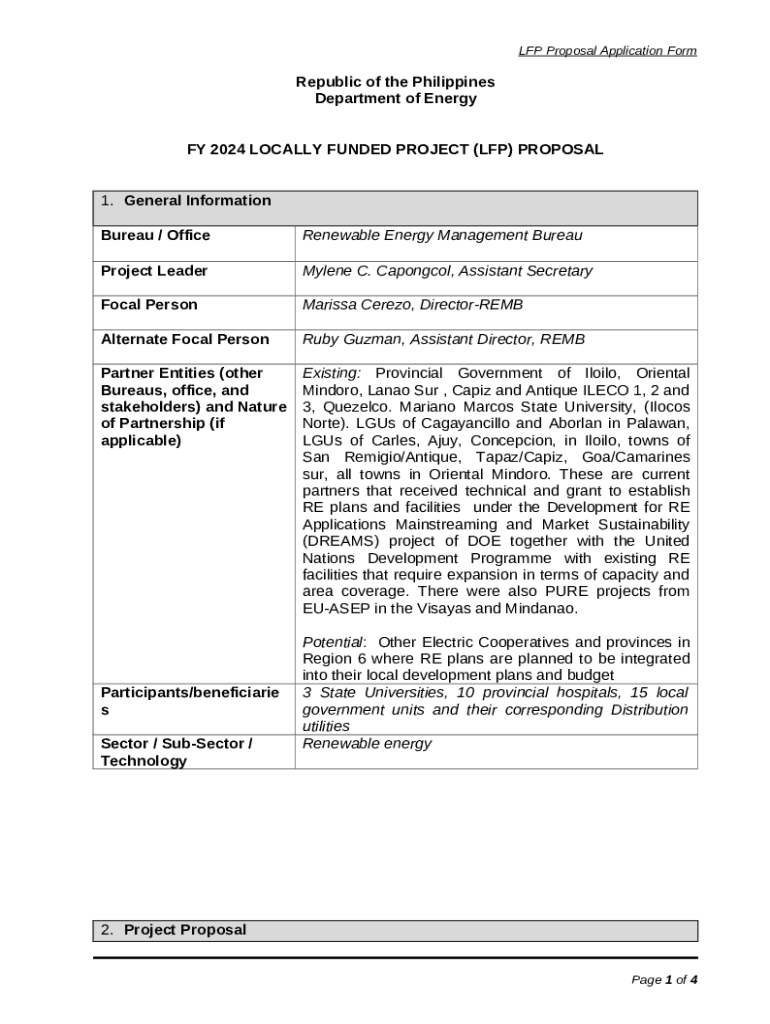 LFP Proposal Application - erc undp Doc Template | pdfFiller